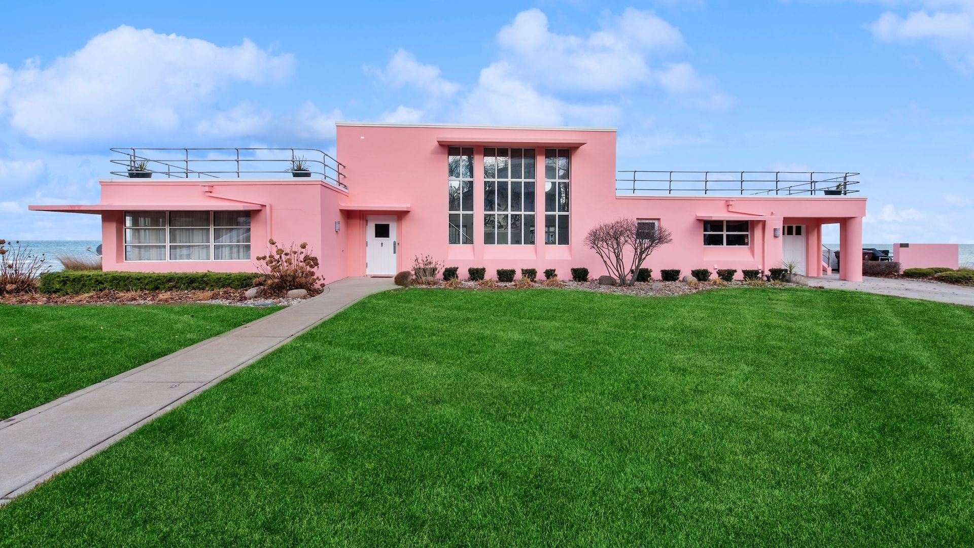 Pink "Florida Tropical House" in Beverly Shores for lease - Axios Chicago