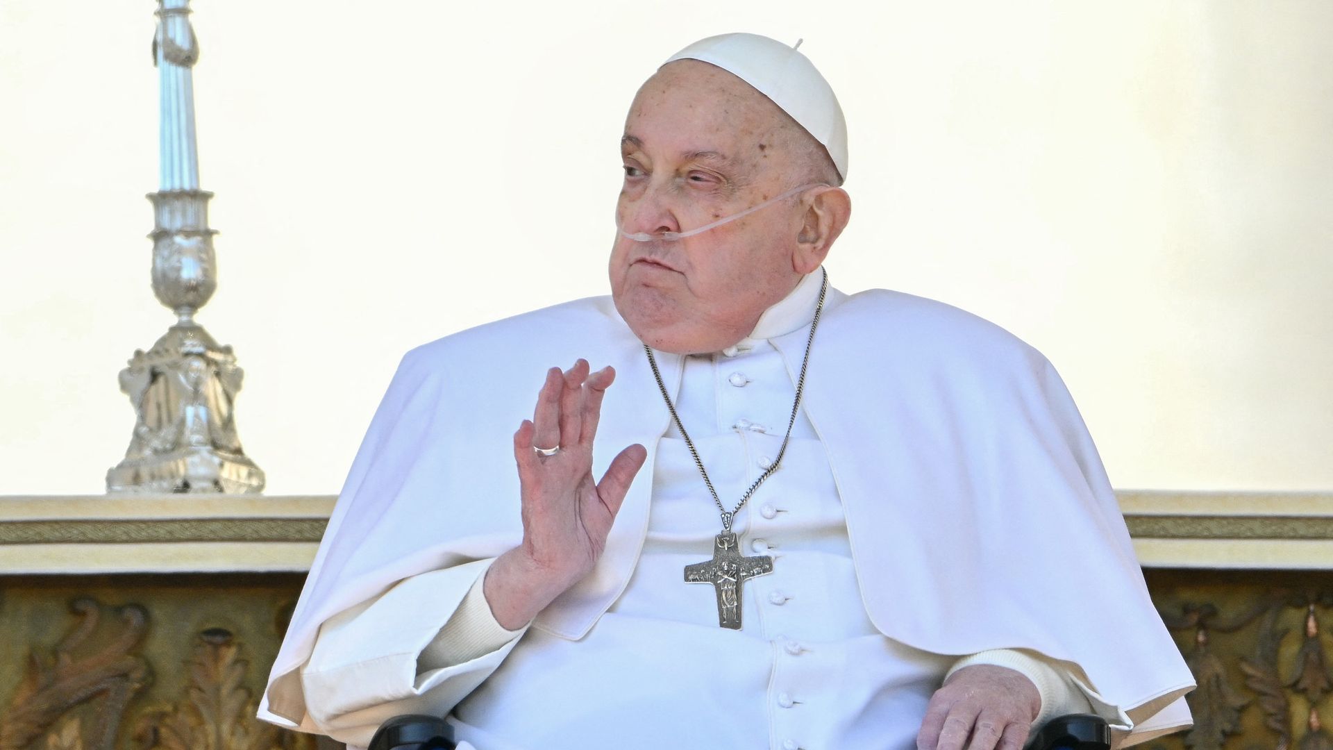 Pope Francis at Vatican makes first public appearance since leaving ...