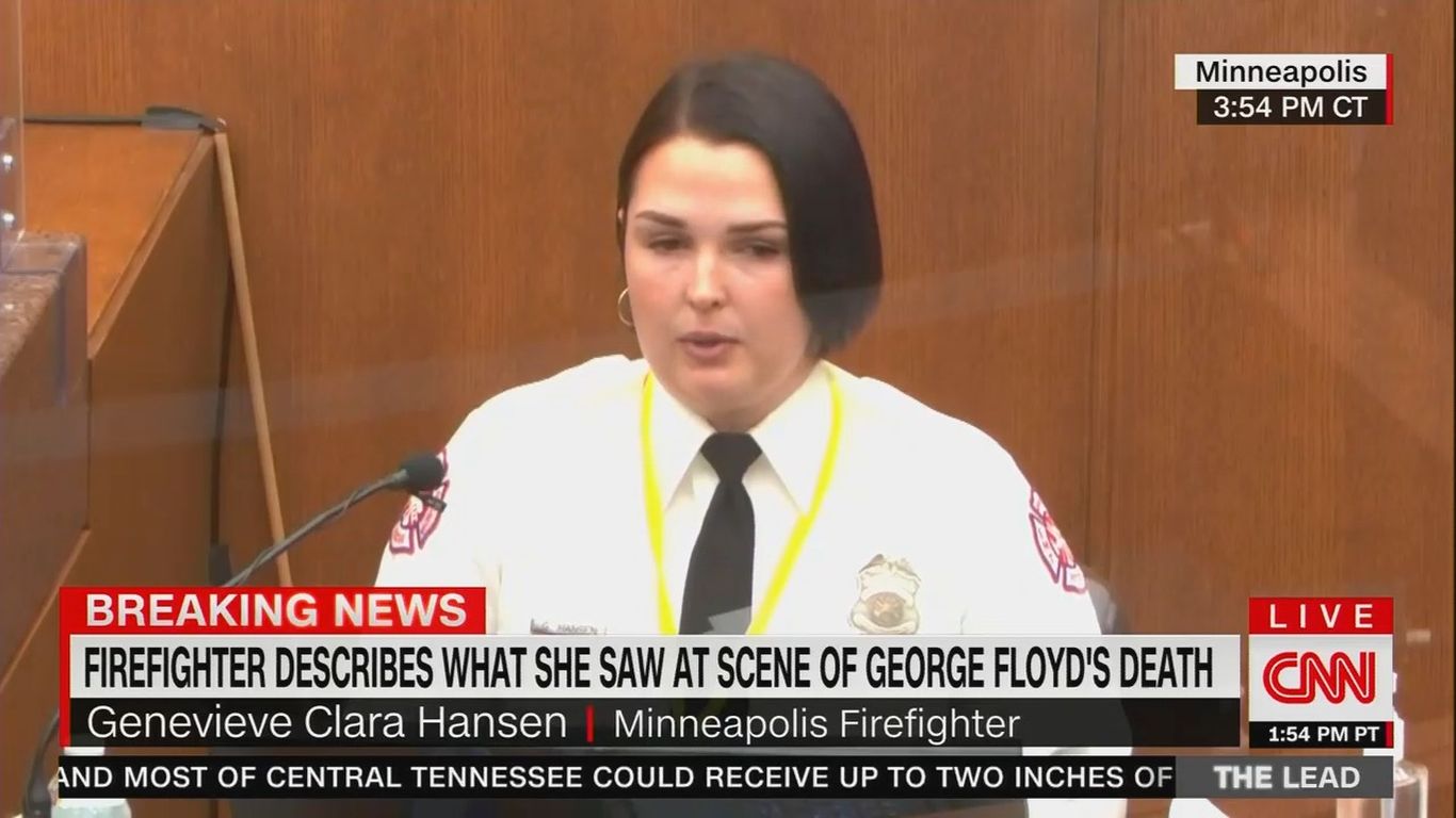 Chauvin trial: Off-duty firefighter says she was "desperate" to help Floyd