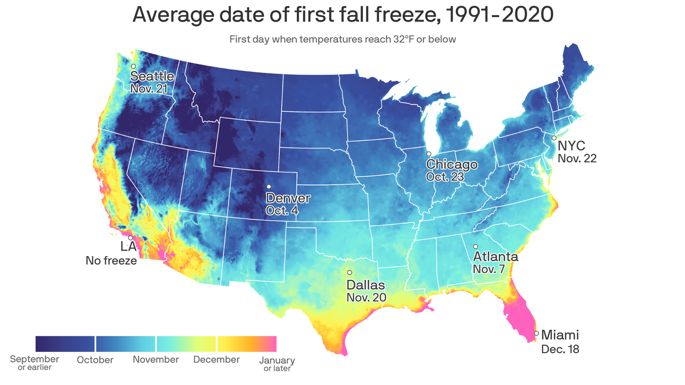 Mapped: Philadelphia's first fall freeze - Axios Philadelphia