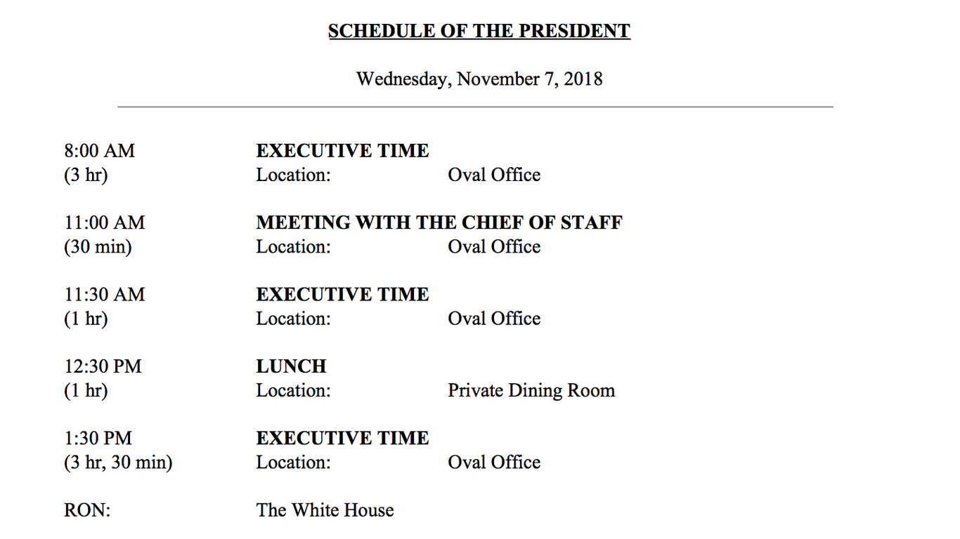 Read Trump's "Executive Time"-filled leaked private schedules