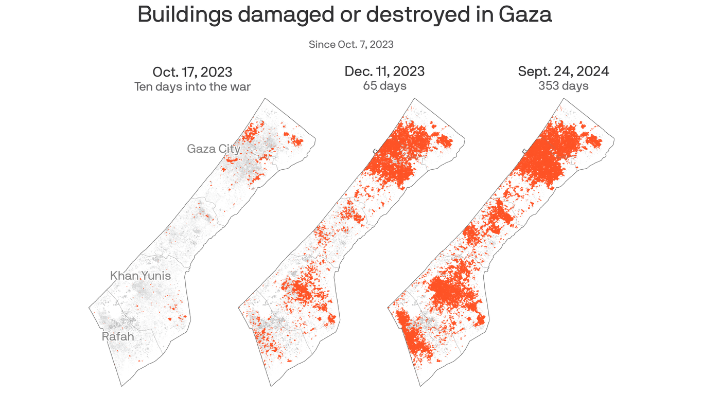 Mapped: Nearly 60% of Gaza damaged or destroyed in one year of war