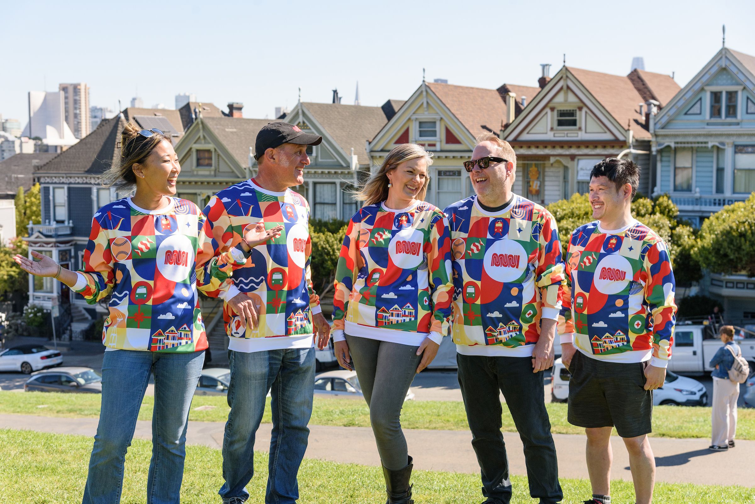 Muni's 49 Van Ness gets wrapped in vibrant holiday sweater design ...