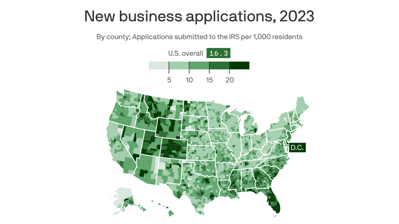 New small business map: Where U.S. applications hit a high