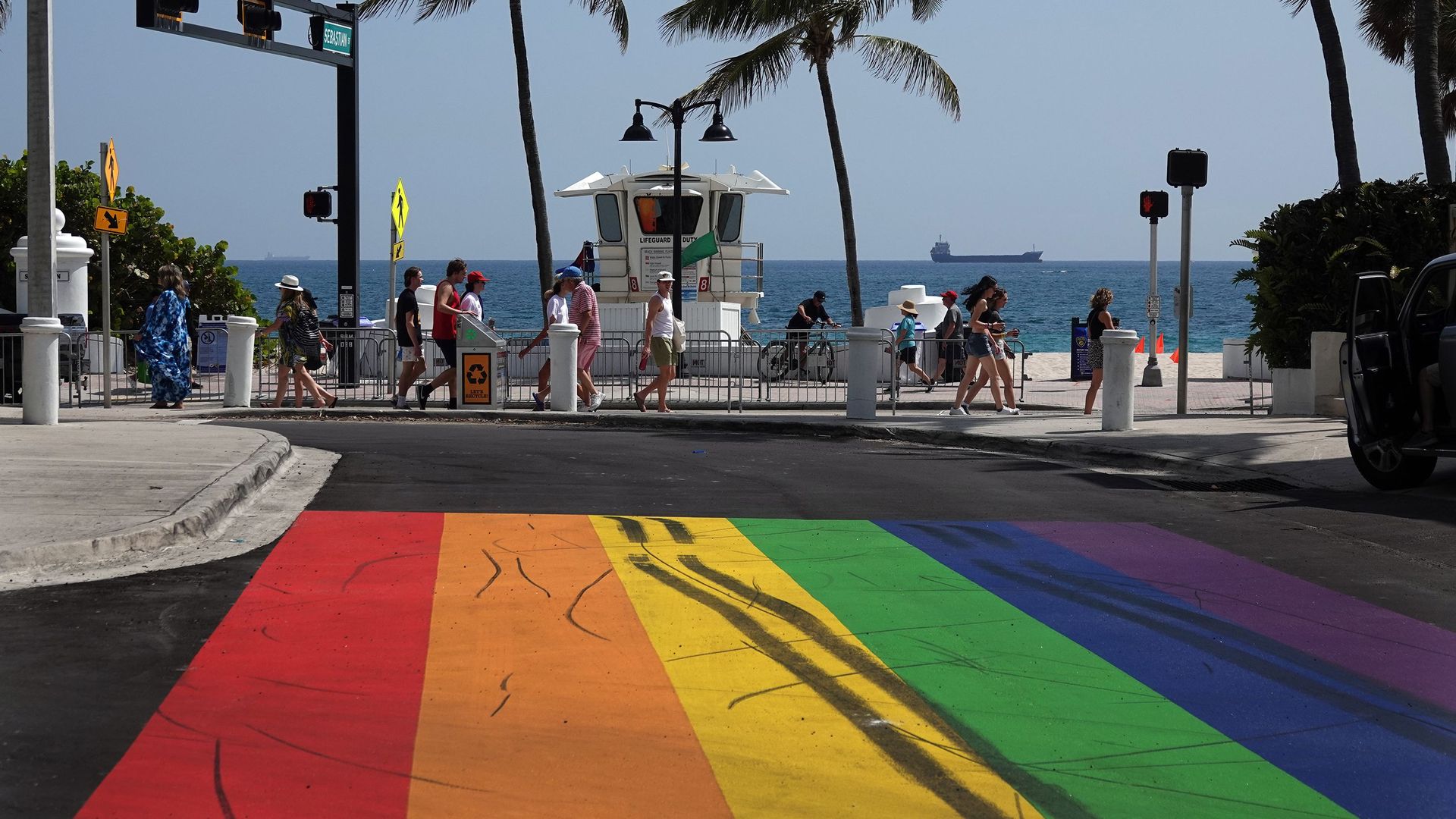 Florida cities defy ban on Pride crosswalks - Axios Miami