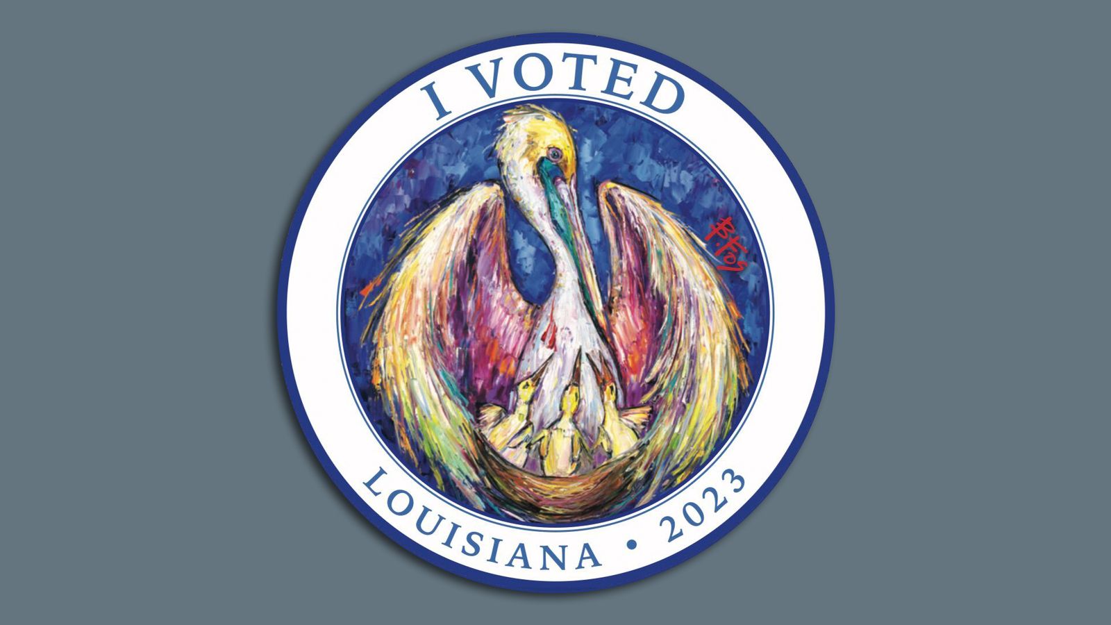 Louisiana unveils 2023 "I voted" sticker by artist Becky Fos - Axios ...