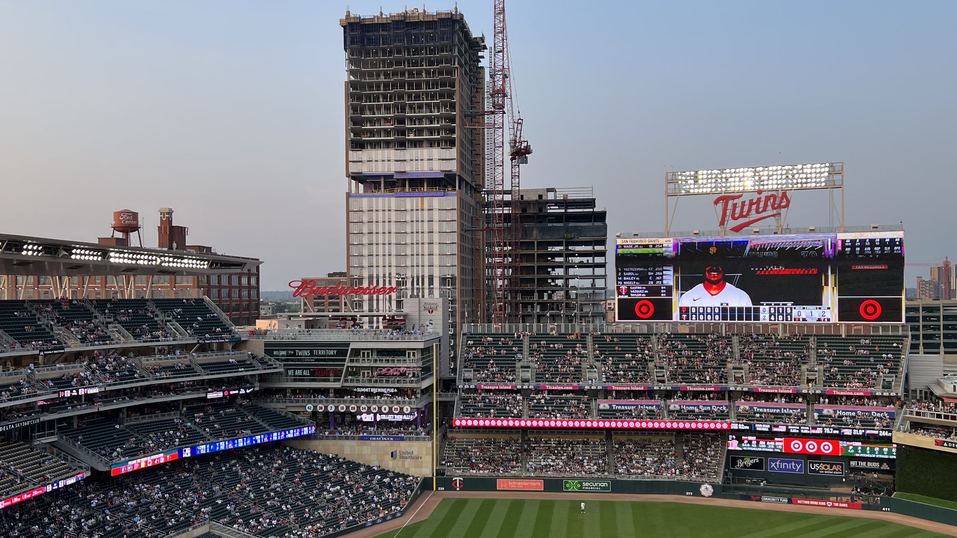 Towers next to Target Field have apartments, offices and ballpark views ...