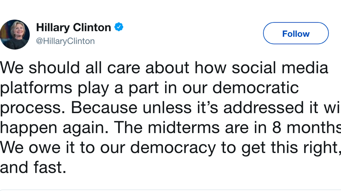 Hillary Clinton v. Facebook: Call for fast fixes