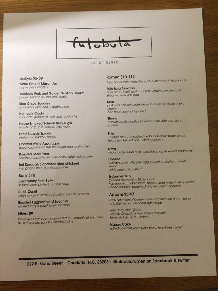 Opening next week: Futo Buta Ramen menu preview - Axios Charlotte
