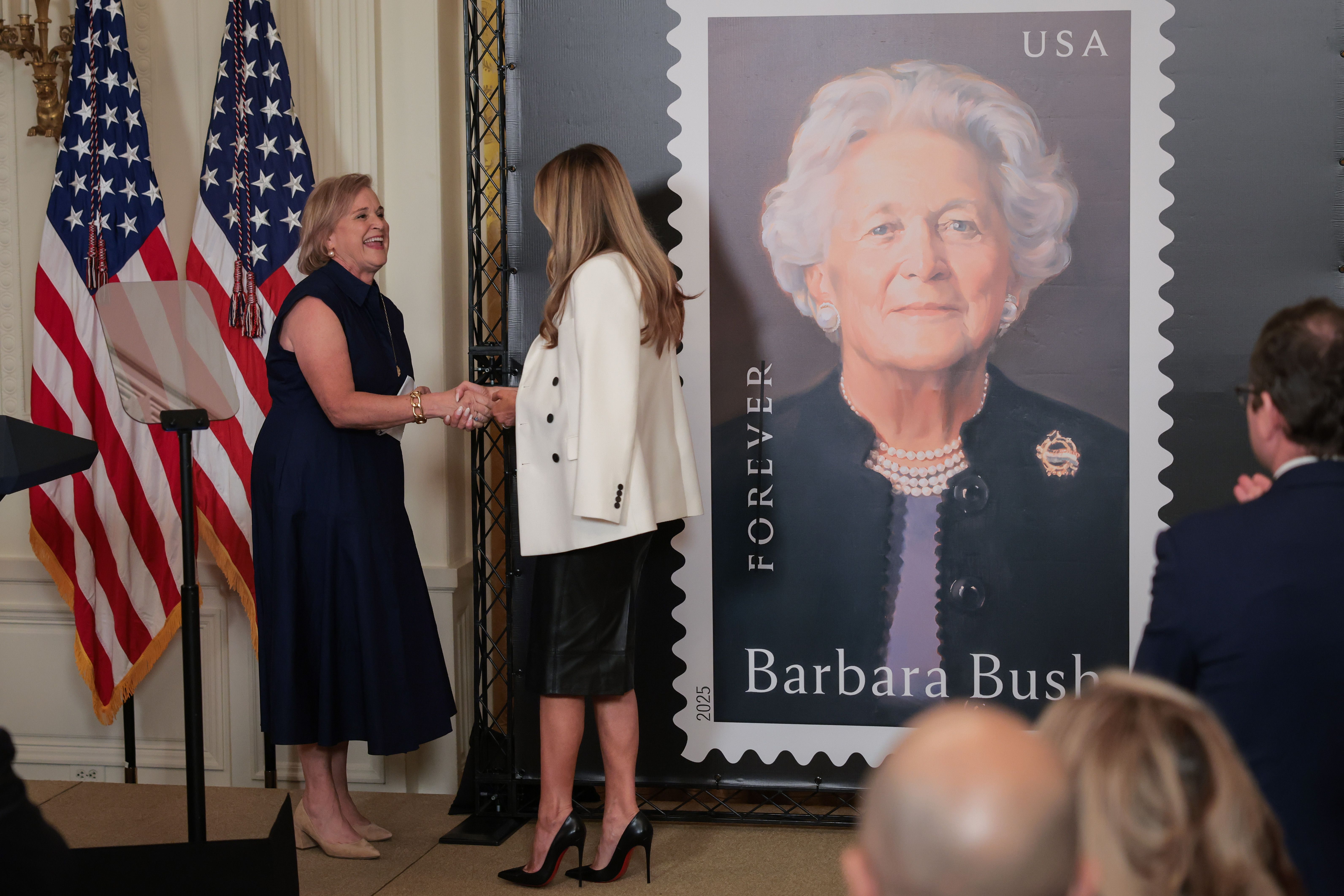 Melania Trump unveils Barbara Bush stamp: George W. Bush skips event