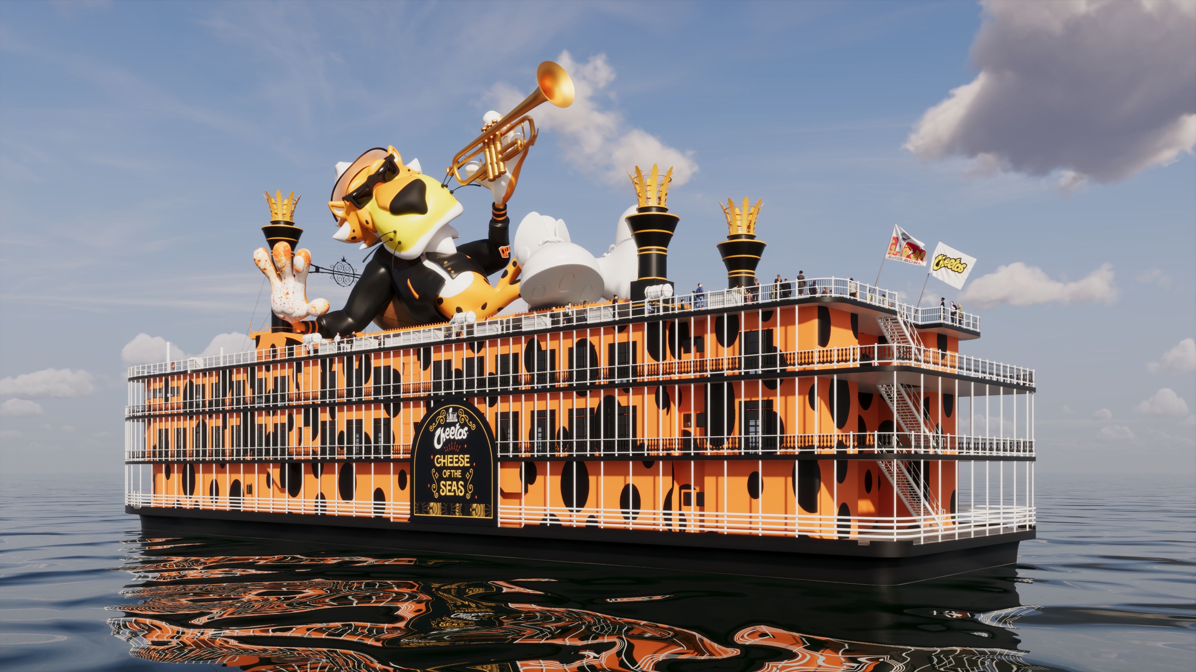 Giant Cheetos boat cruises through New Orleans for Super Bowl - Axios ...