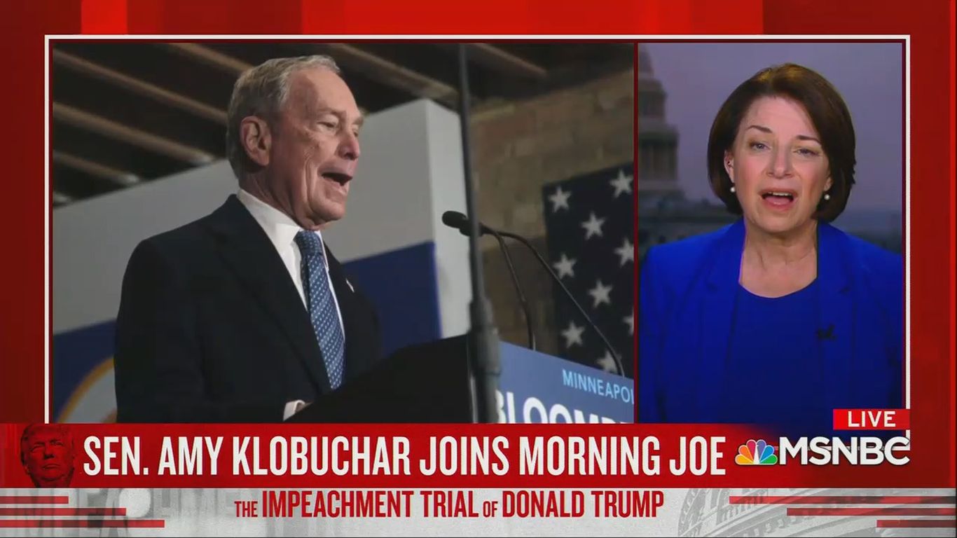 Amy Klobuchar says Mike Bloomberg should be on the debate stage
