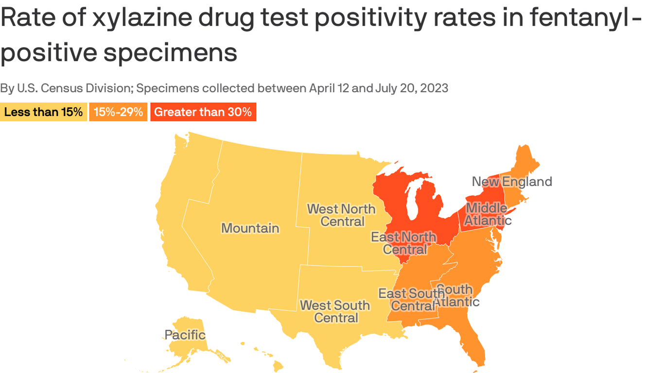 The stark U.S. divide in xylazine use