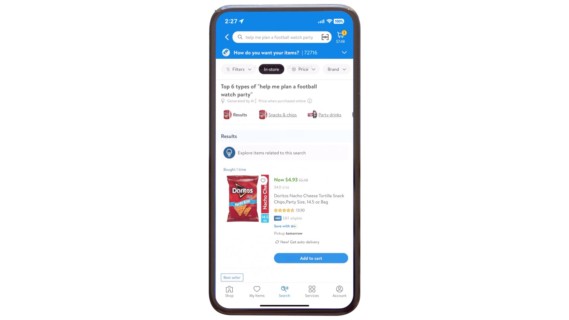 Walmart's app will use AI to suggest purchases based on customer needs