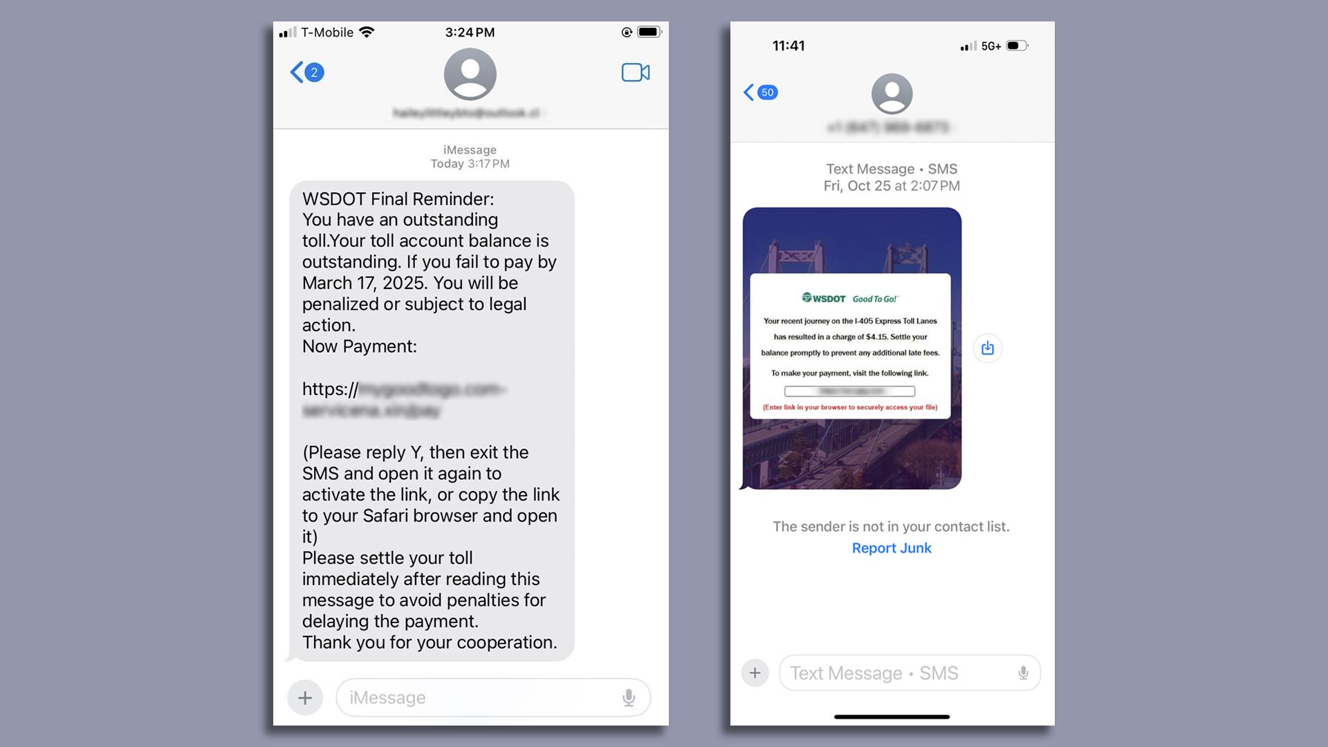 Scam alert: WSDOT warns of rising fake toll bill texts - Axios Seattle