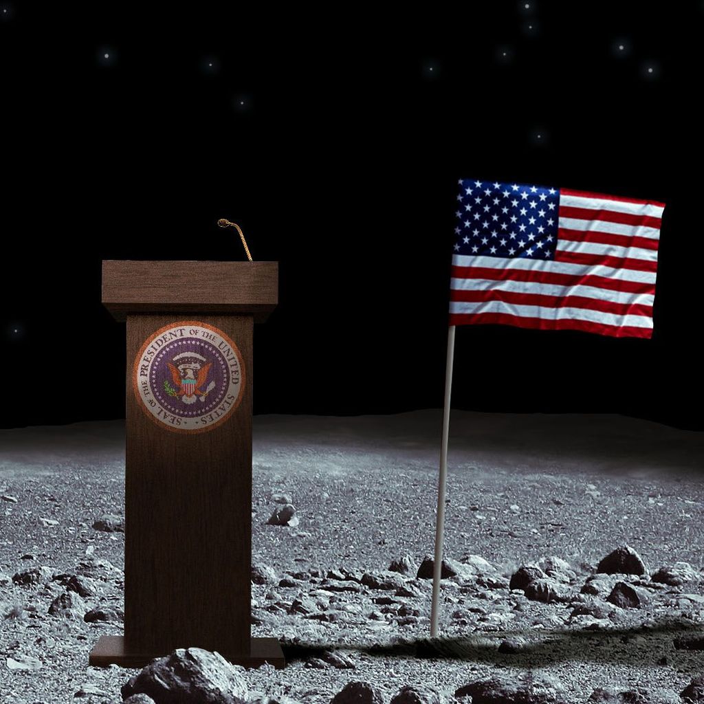 Moon Landing Flag Waving