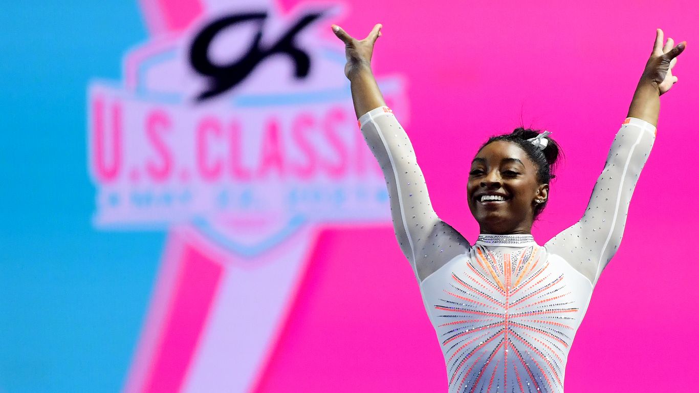 Simone Biles becomes first woman to land Yurchenko double pike in ...