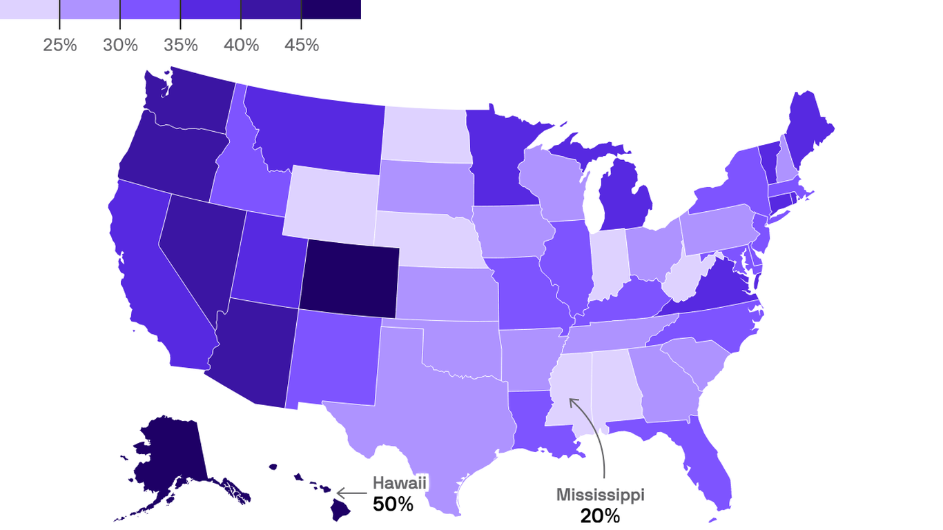 Map: Texas is among the lowest in the U.S. for female representation in ...