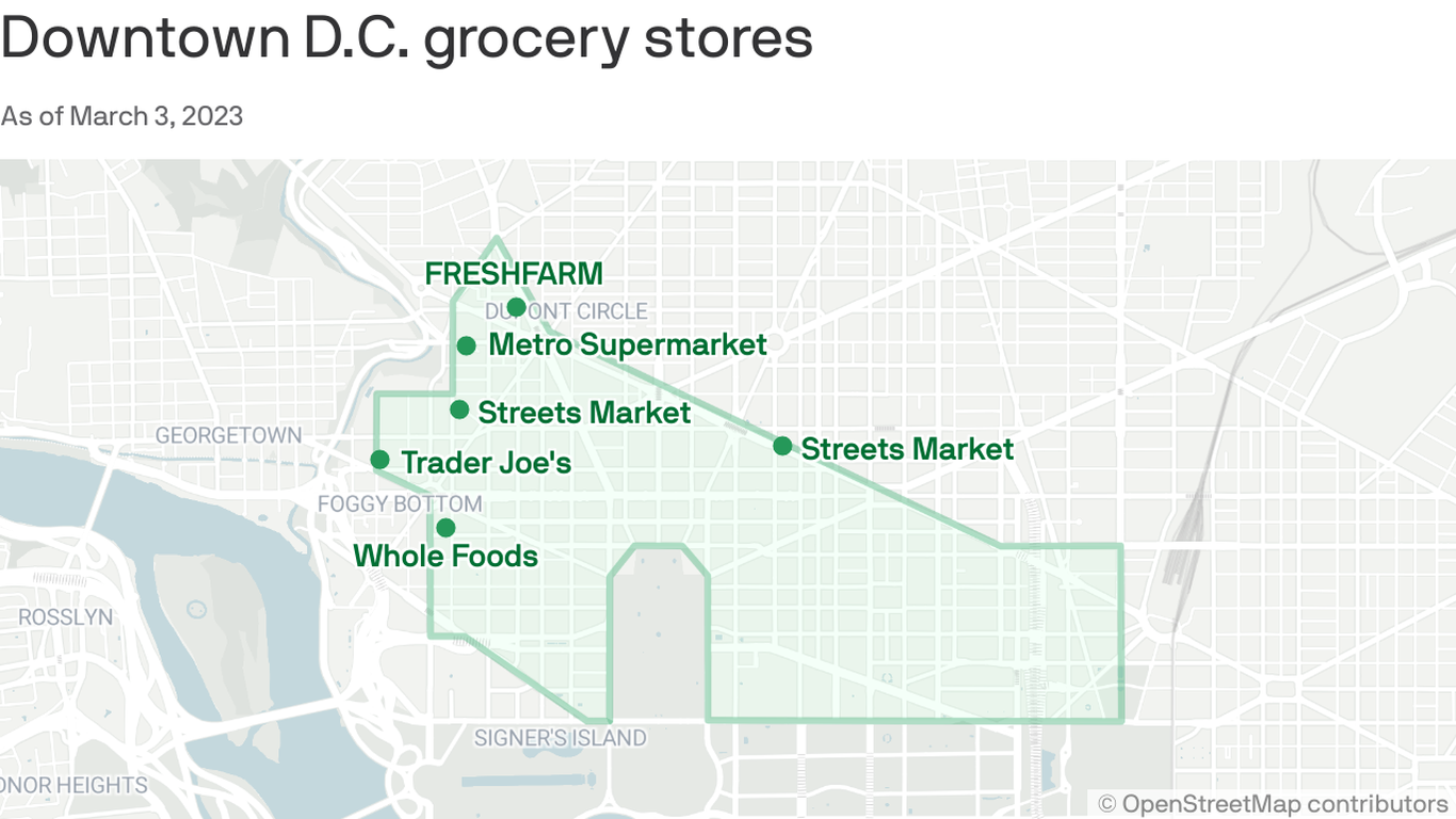 Map: Downtown D.C. grocery stores, schools, gyms - Axios Washington D.C.