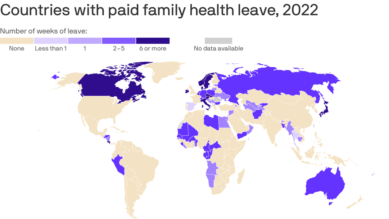 Map: Countries where workers get paid leave to care for a sick parent