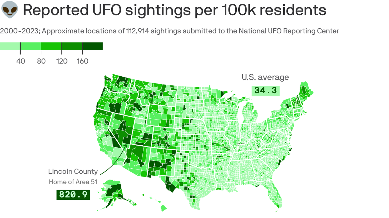 America's UFO hotspot map correlates to dark sky locations