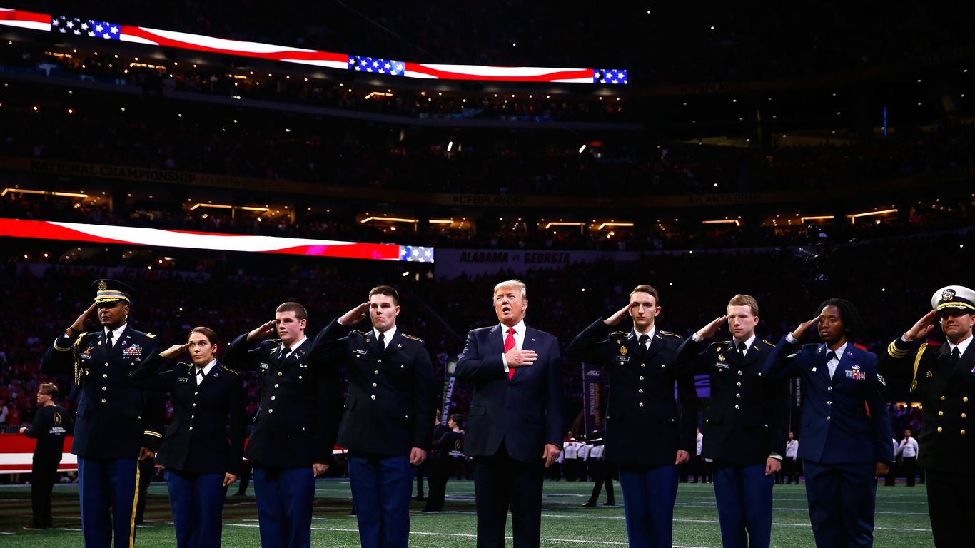 Trump takes the field at National Championship game