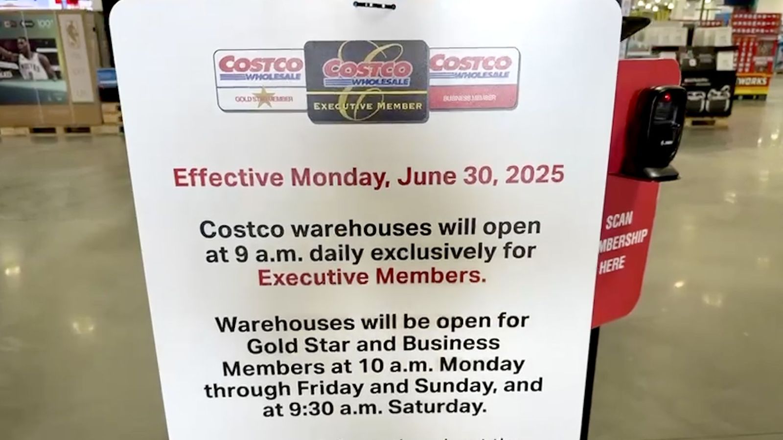Costco hours for executive members with new opening time start Monday