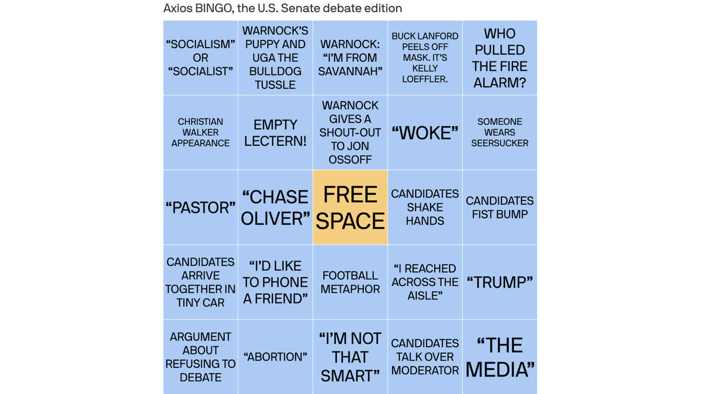 Walker vs. Warnock U.S. Senate Debate BINGO