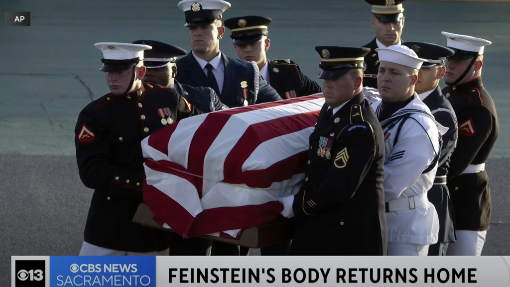 Feinstein's body returns to California, accompanied by Nancy Pelosi