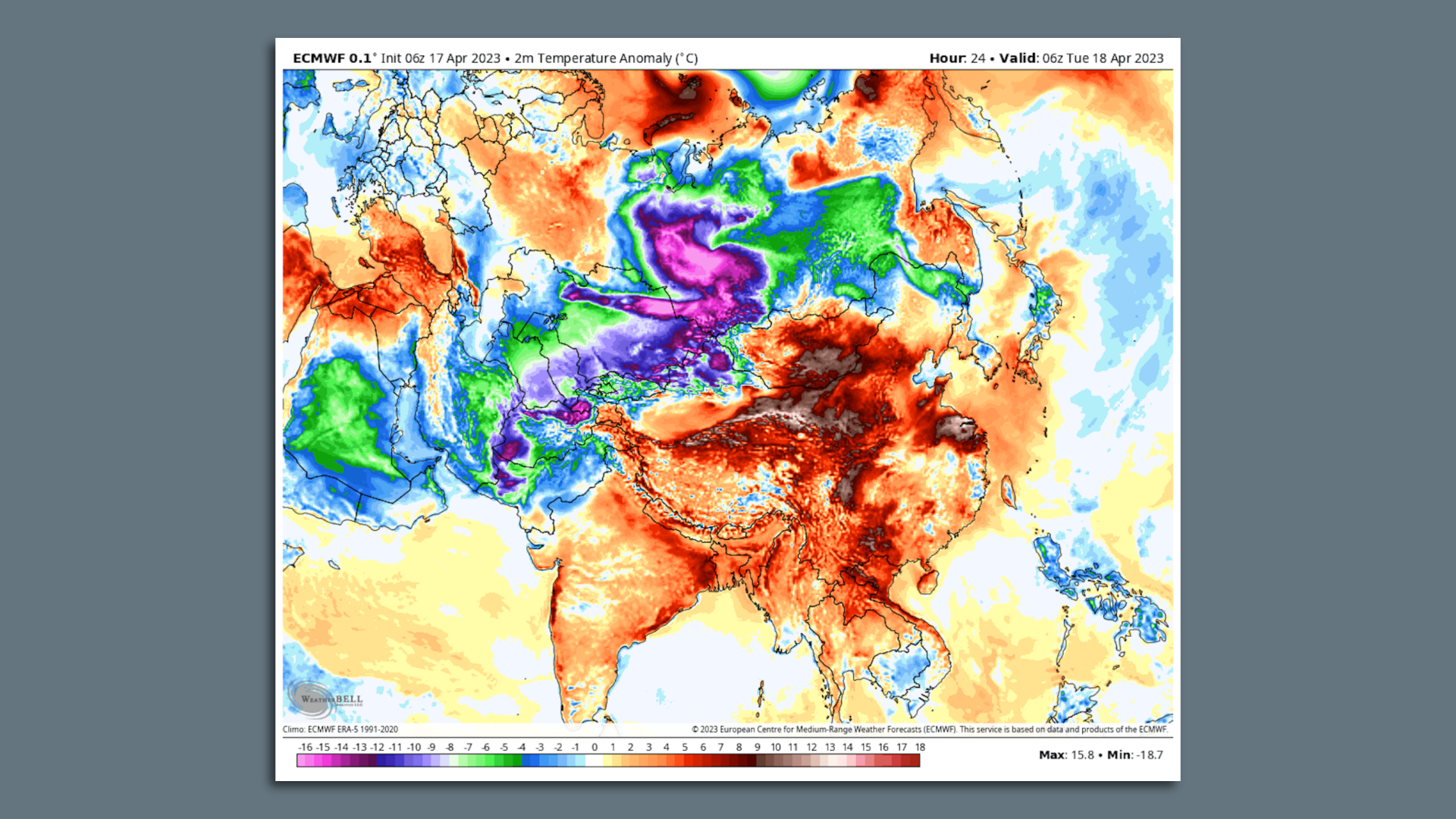 Asia Temperature Map