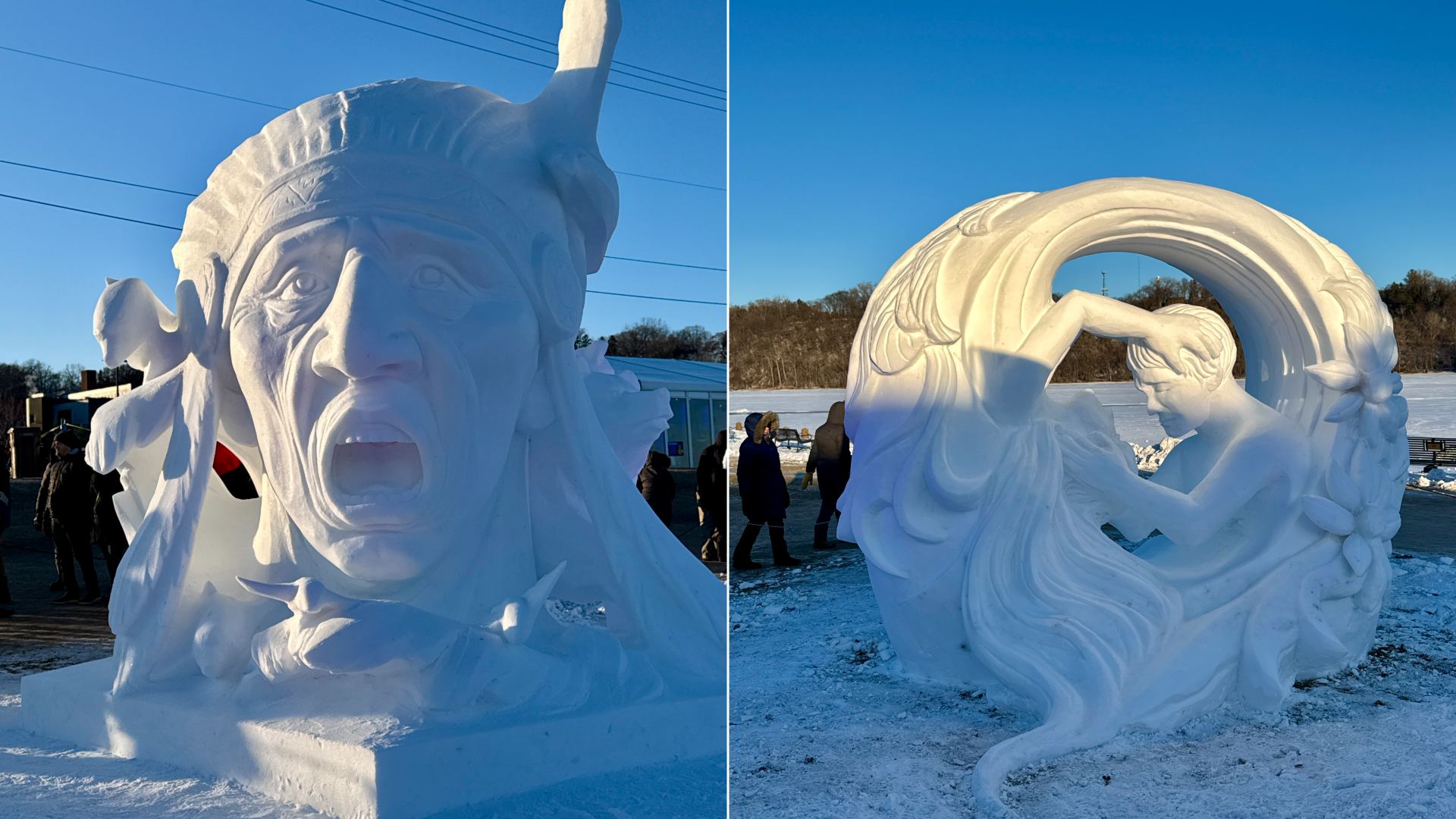 Falcon snow sculpture FTW - Axios Twin Cities