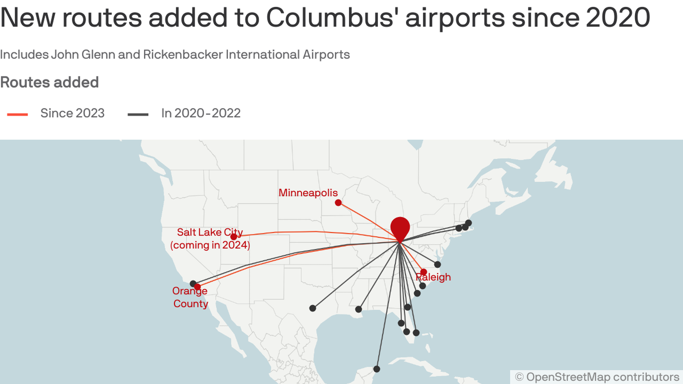 Here's where you can fly from Columbus, Ohio - Axios Columbus