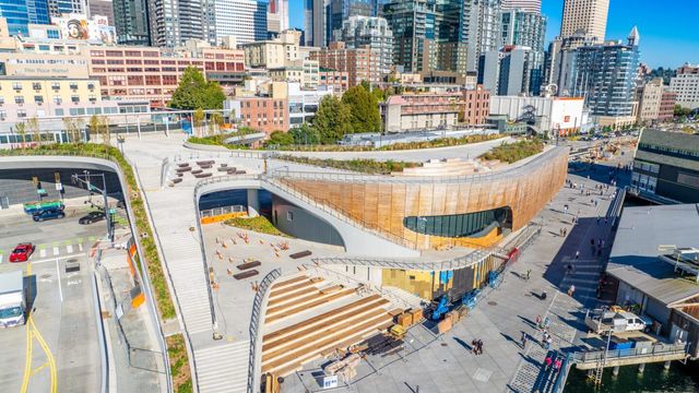 Seattle's new waterfront walkway debuts with a party - Axios Seattle
