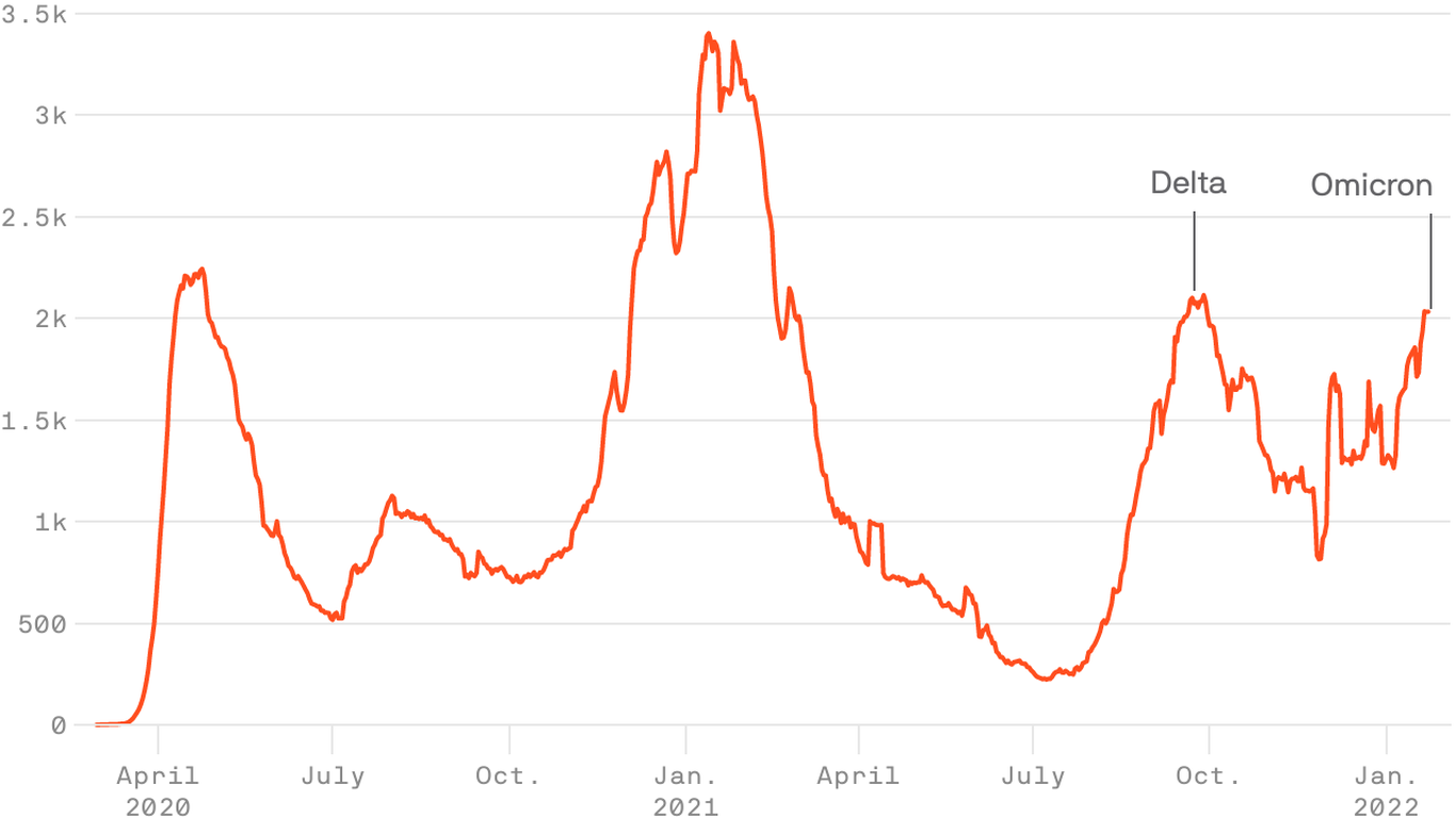 Omicron leading to another wave of COVID deaths