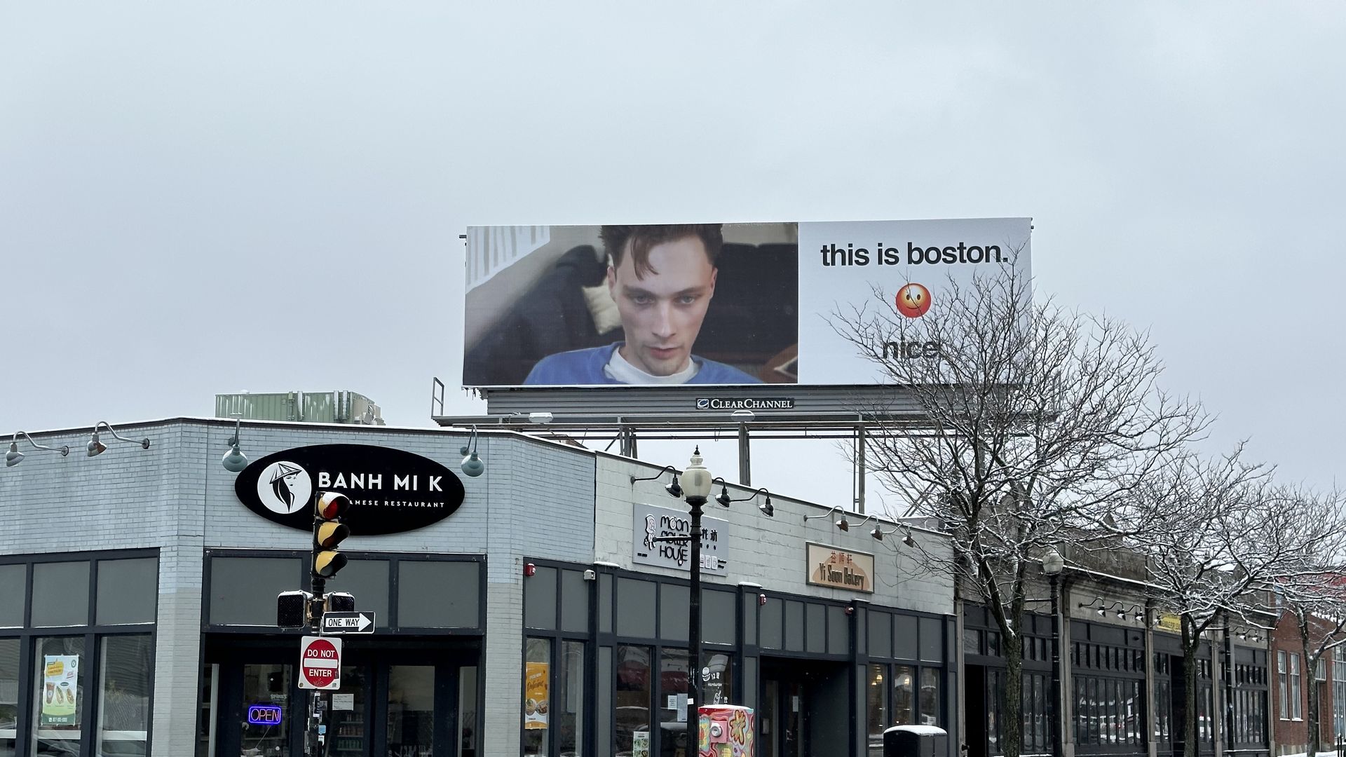 The creepy billboard in Allston, explained - Axios Boston