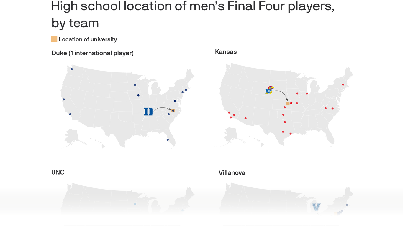 Mapping the hometowns of every Final Four player