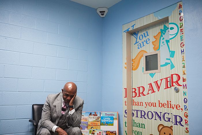 Behind a door with a teddy bear on it, inmates reconnect with their ...