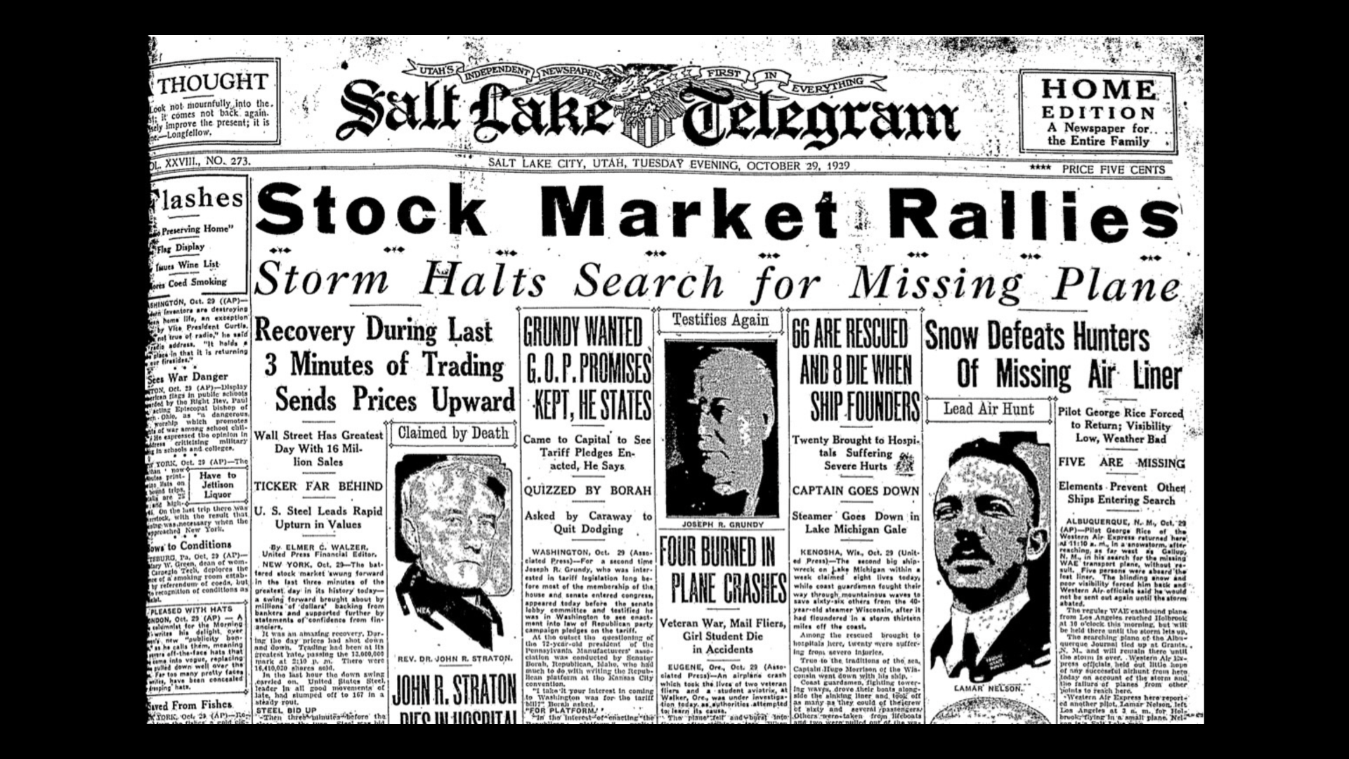 1929 stock crash headlines painted rosy picture - Axios Salt Lake City
