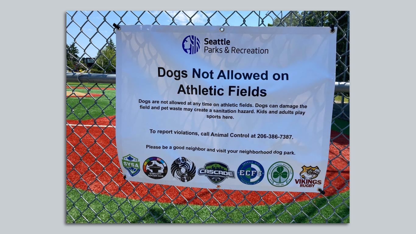 Keep your dog off the ball fields, new signs remind Seattle park ...