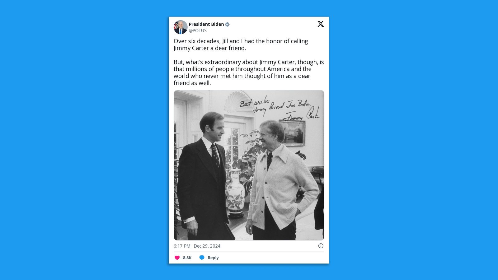 Jimmy Carter dies: Biden, Trump, Obama, Bush, Clintons pay tribute