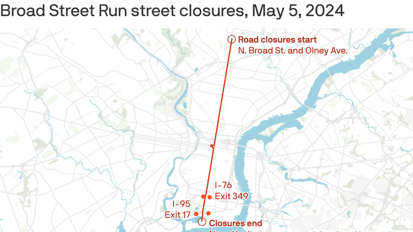 Broad Street Run brings road closures this weekend - Axios Philadelphia