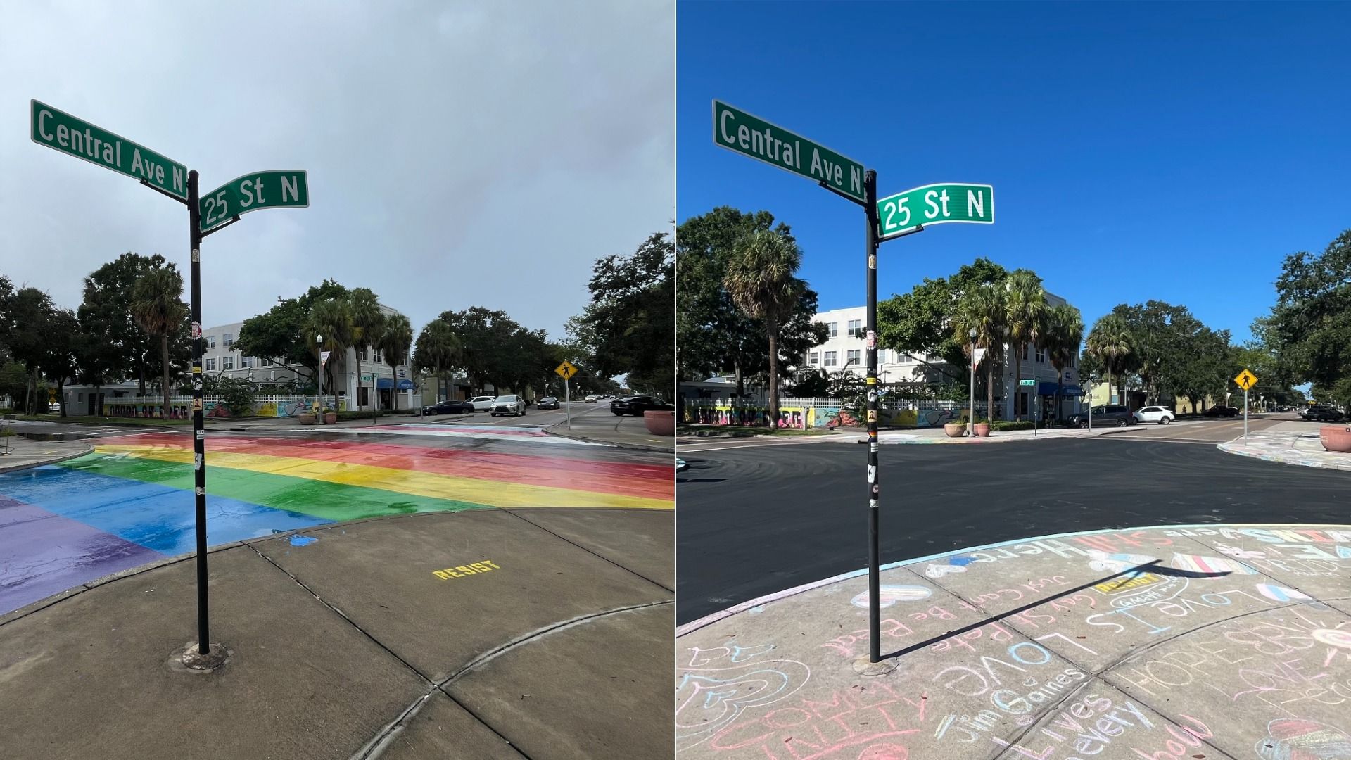 Florida street art ban claims St. Pete rainbow intersection - Axios ...