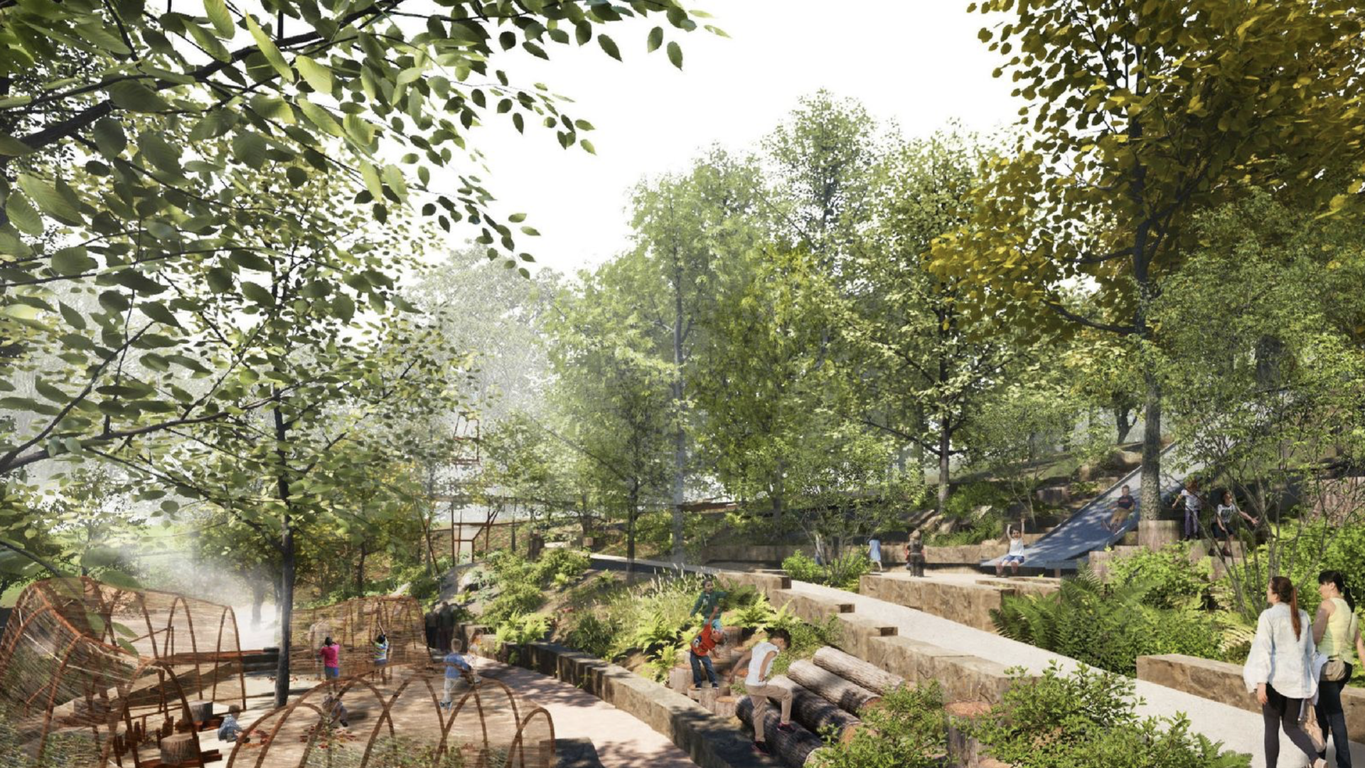 Crystal Bridges building interactive outdoor playscape - Axios NW Arkansas