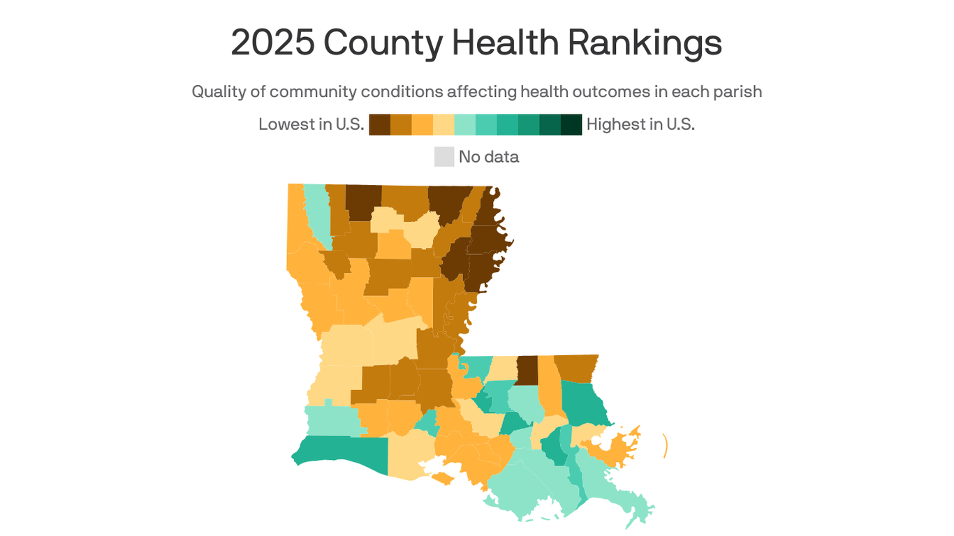 Mapped: Louisiana health rankings by parish - Axios New Orleans