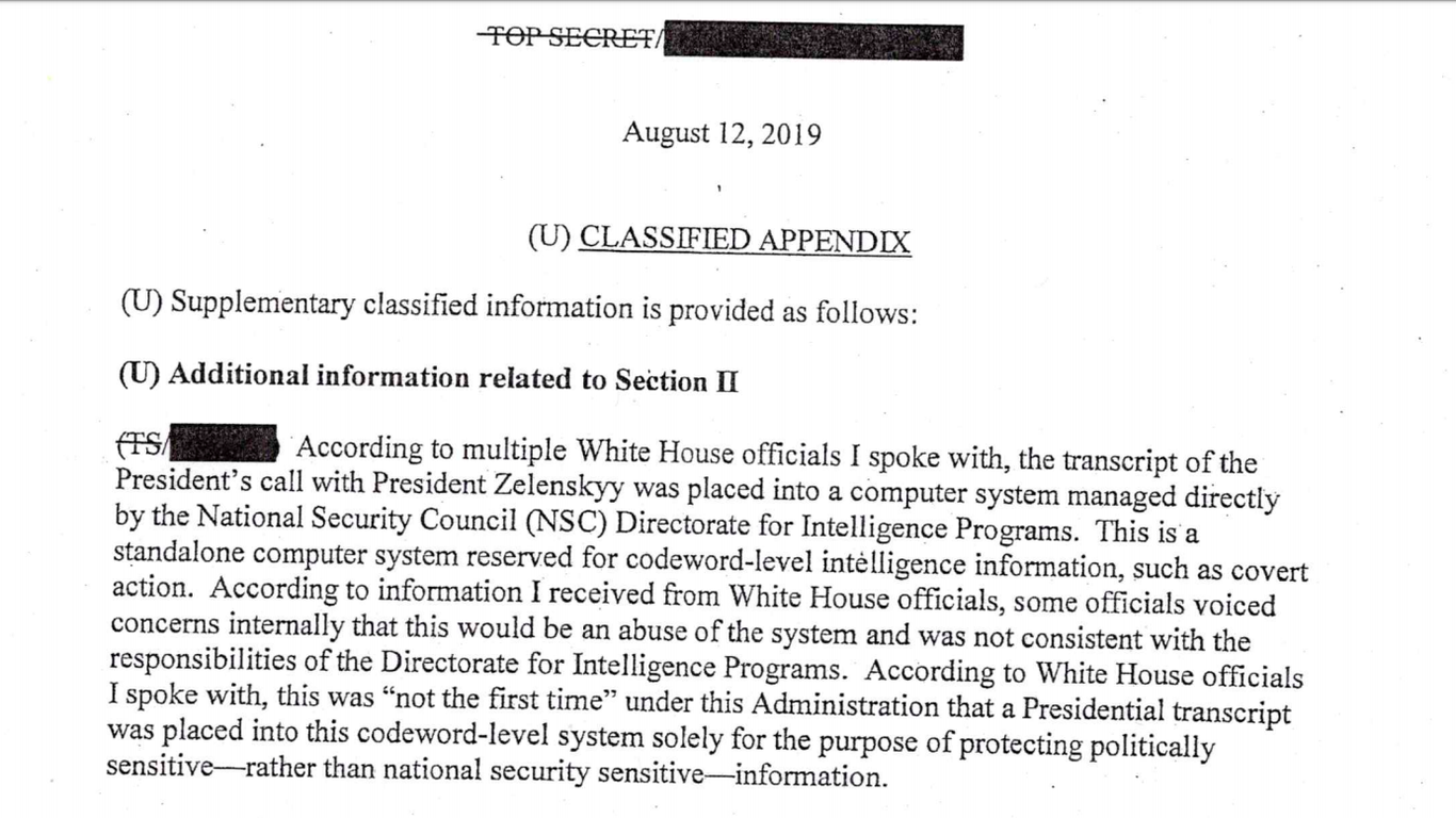 Whistleblower complaint: White House pattern of hiding "politically ...