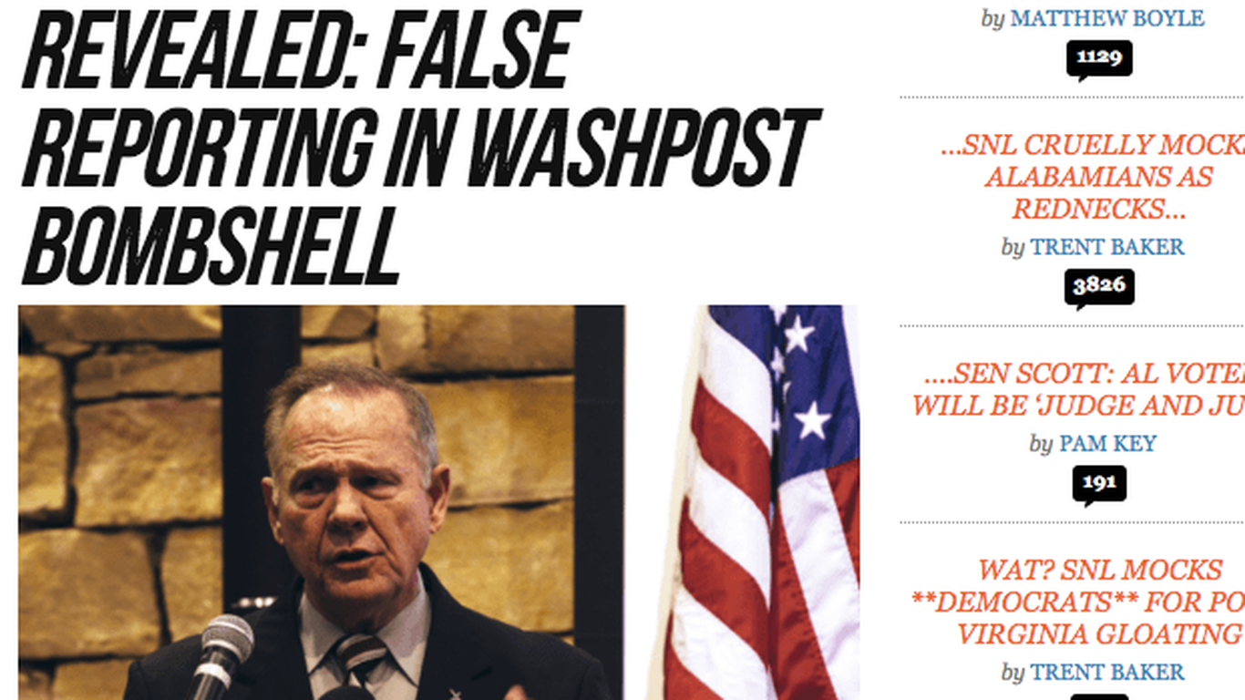 Breitbart aims to discredit Roy Moore's accusers