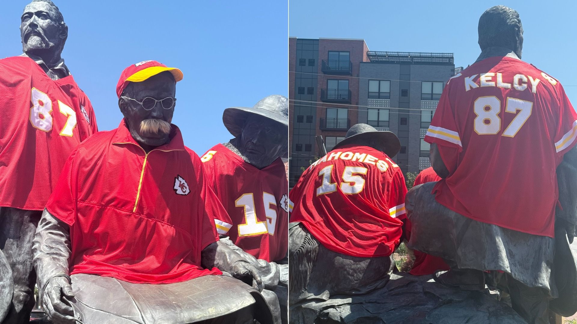 Westport statues suit up for Chiefs season - Axios Kansas City