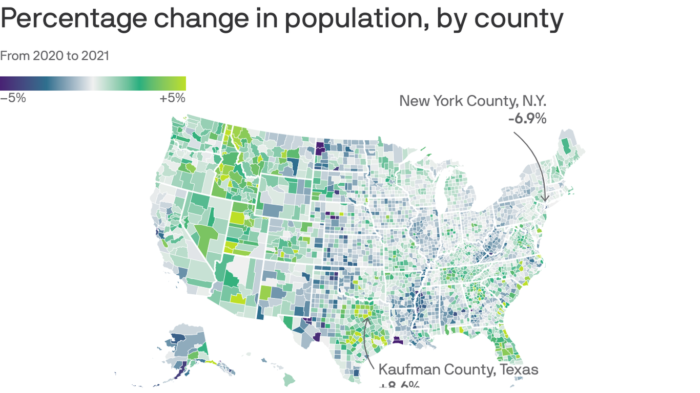 Interactive map: Where population growth exploded during the pandemic