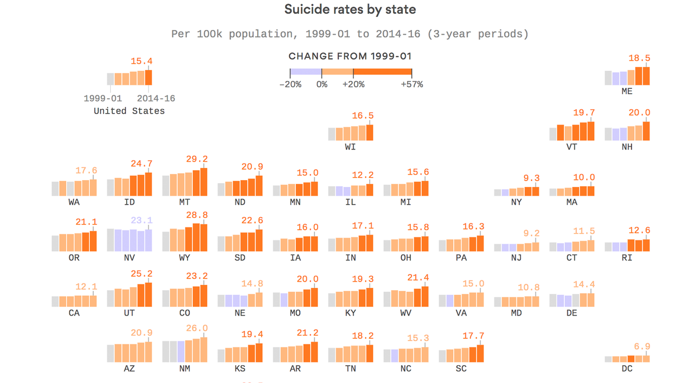 Map: The suicide rate in every state