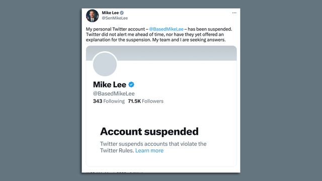 "Based Mike Lee" Twitter account briefly suspended - Axios Salt Lake City